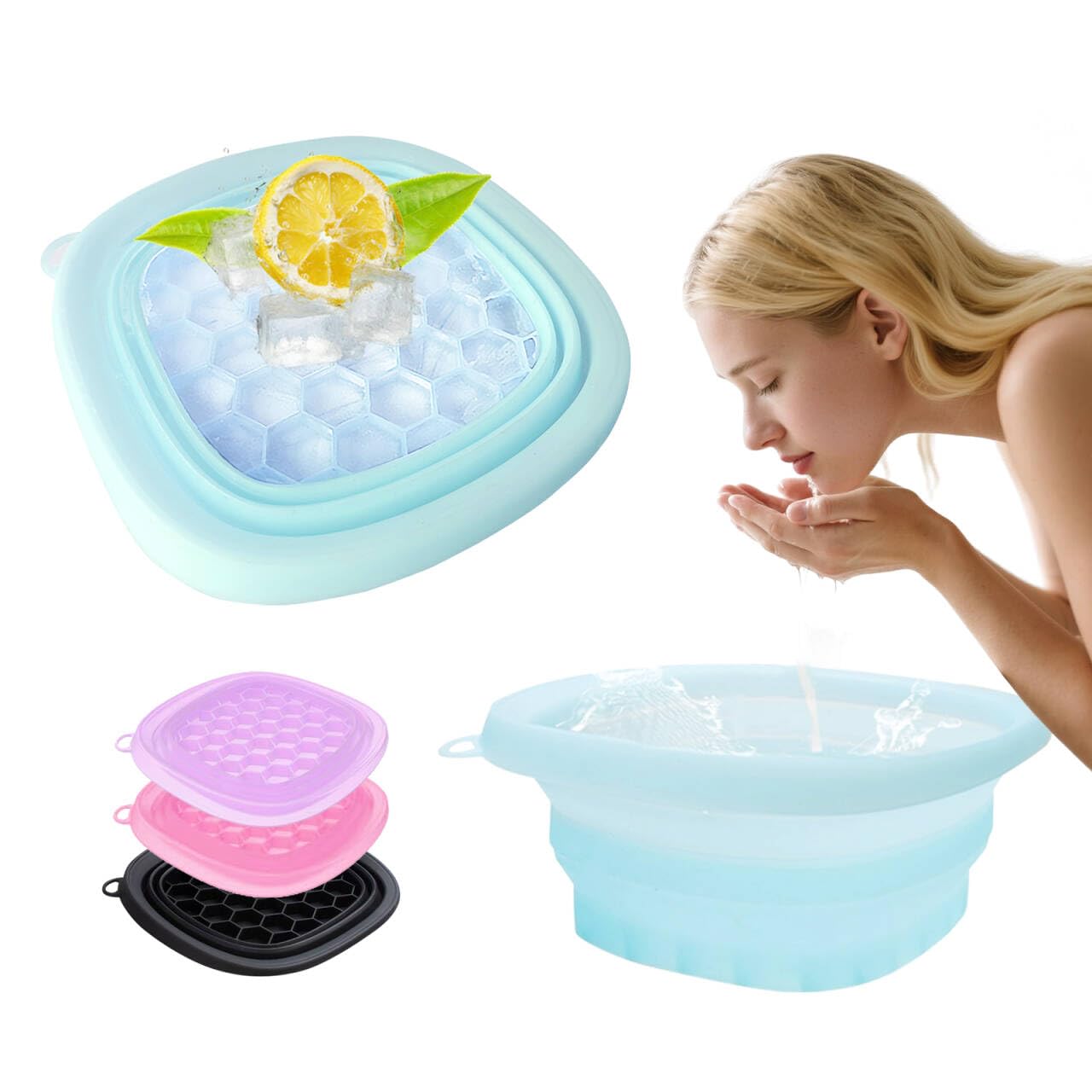Amazon.com : EBIGIC Face Bowl for Ice with Built-in IceTray,Collapsible ...
