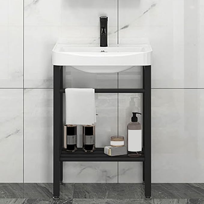 White Ceramic Console Wash Basin sinks free standing Porcelain Vessel ...