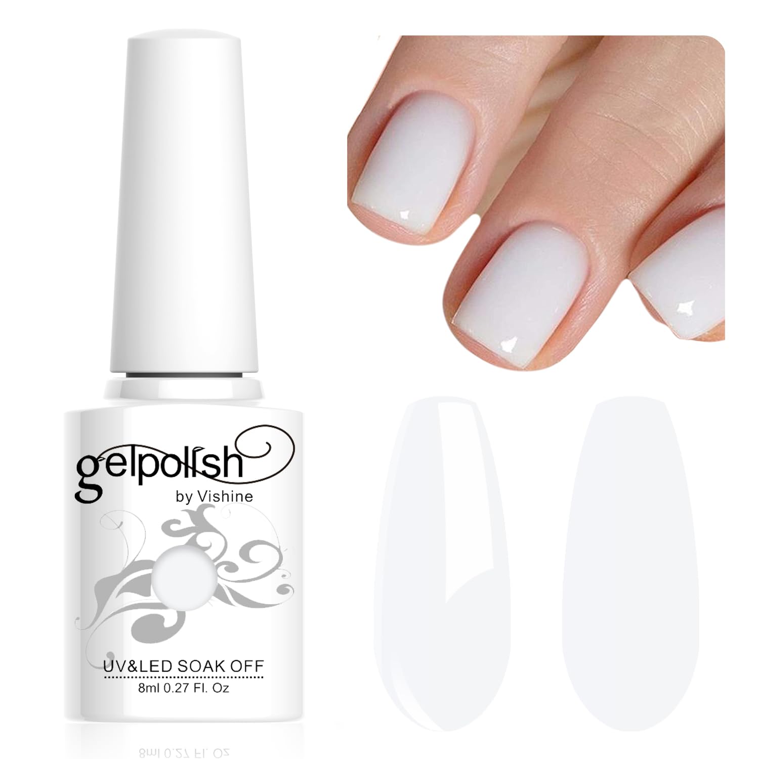 Vishine 8ml Vernis Gel Semi Permanent Blanc Laiteux, Vernis à Ongles ...