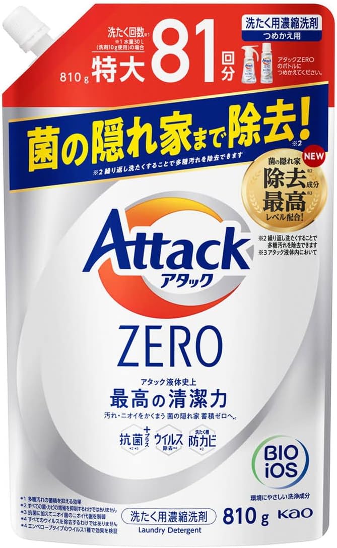 Amazon | 花王 アタックZERO 詰替 特大 810g | アタック | 液体洗剤