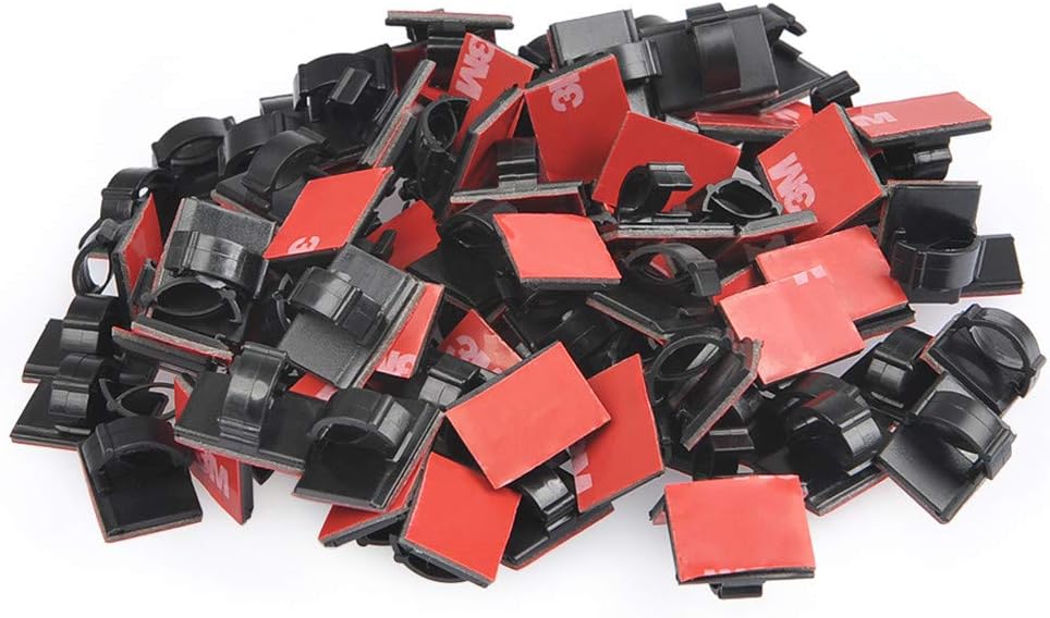 Amazon.co.jp: Atpwonz 100個入り ケーブル固定具 粘着シート付 ケーブル固定クリップ 配線固定 取り付き簡単 PC周り ...