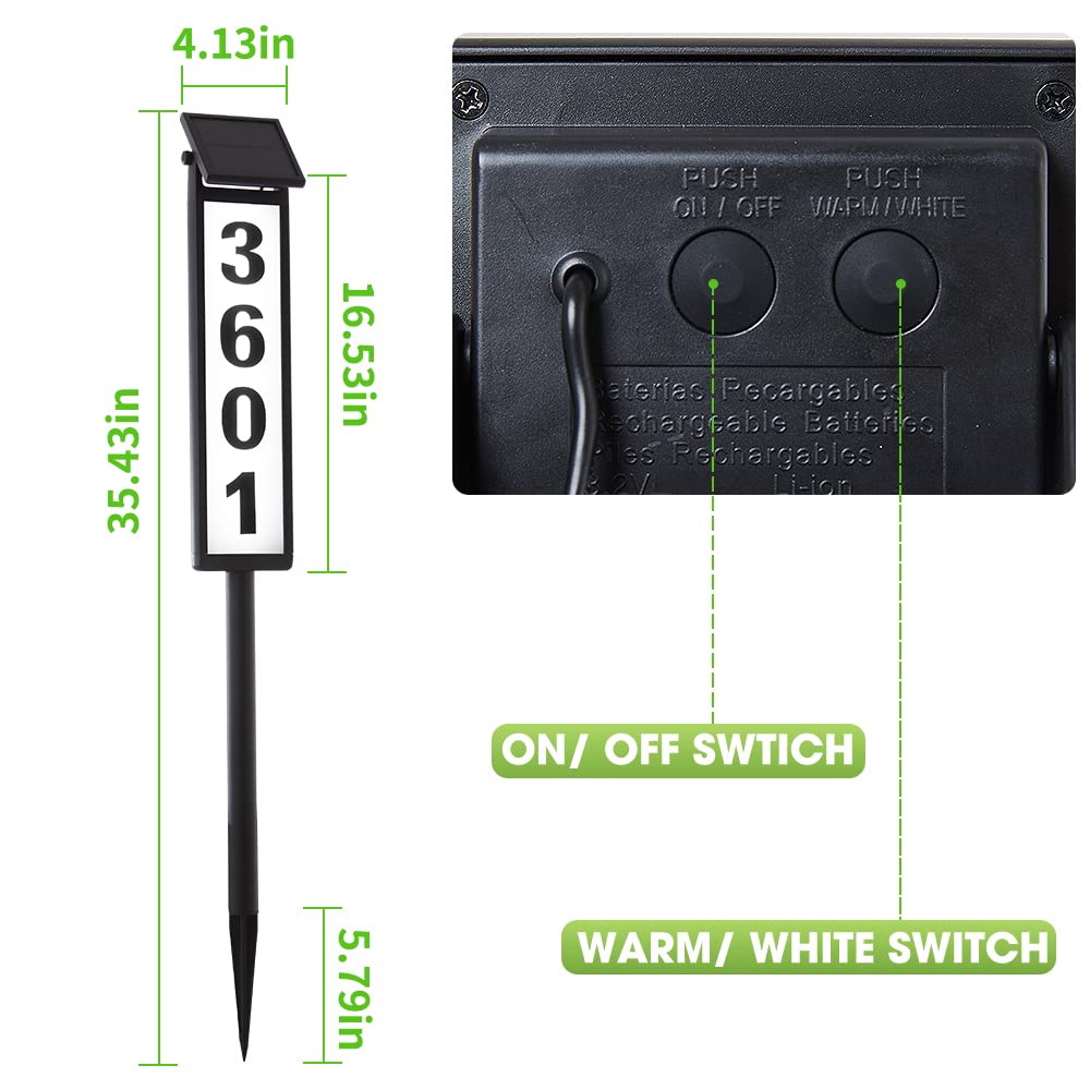 SUNGATH Lighted House Numbers for Outside, Waterproof Solar Address ...