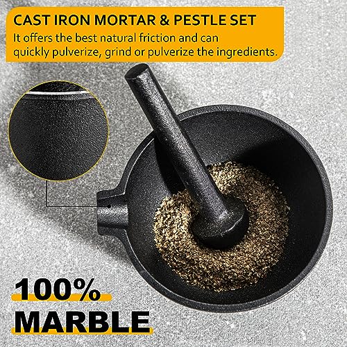 Snapklik.com : Cast Iron Mortar And Pestle Tool Set, 6.5 Inch Pestle ...