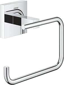 GROHE QUICKFIX Start Cube, Porta carta igienica, Installazione a vite o con colla, Cromo ...