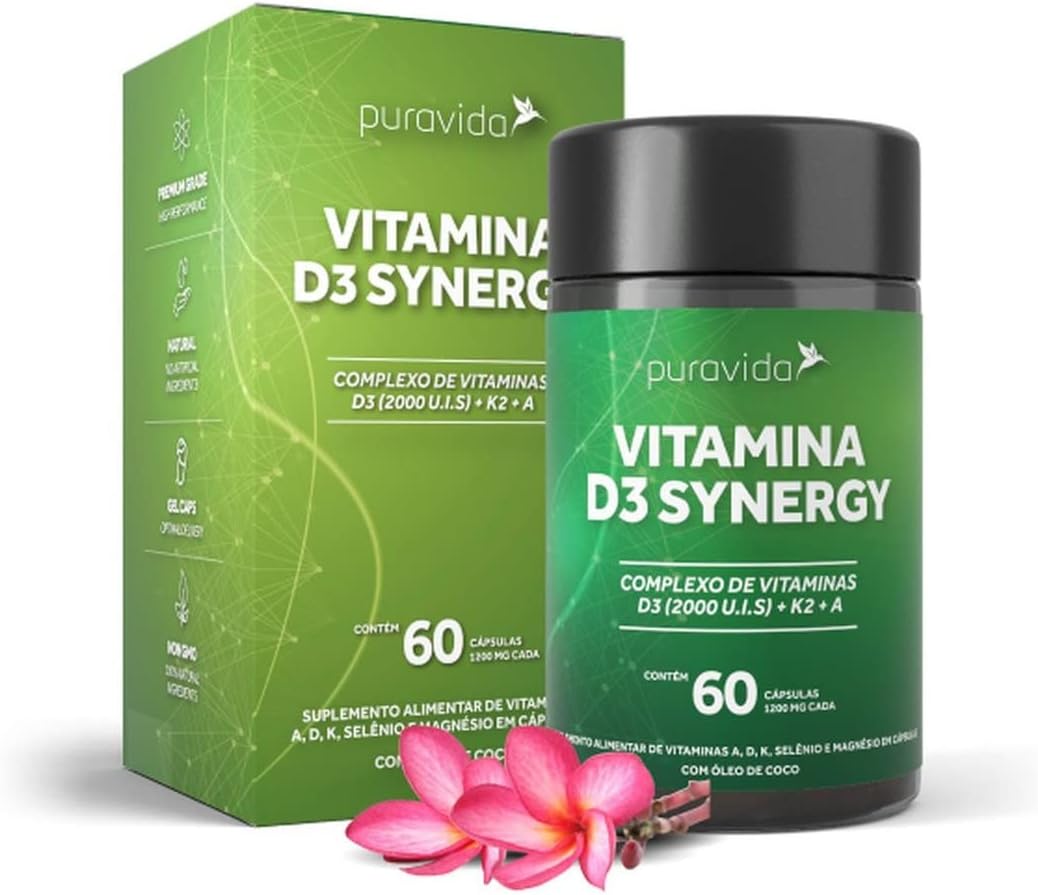 Synergy Puravida, D3 2.000ui, K2 Mk7, 60 Caps PuraVida : Amazon.com.br ...