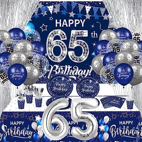 Amazon.com: 65th Birthday Decorations for Men and Women, 131 PCS Navy ...