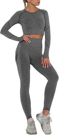 Amazon.com: MANON ROSA Workout Suits Women 2 Piece Yoga Clothes Active High Waist Legging Long ...