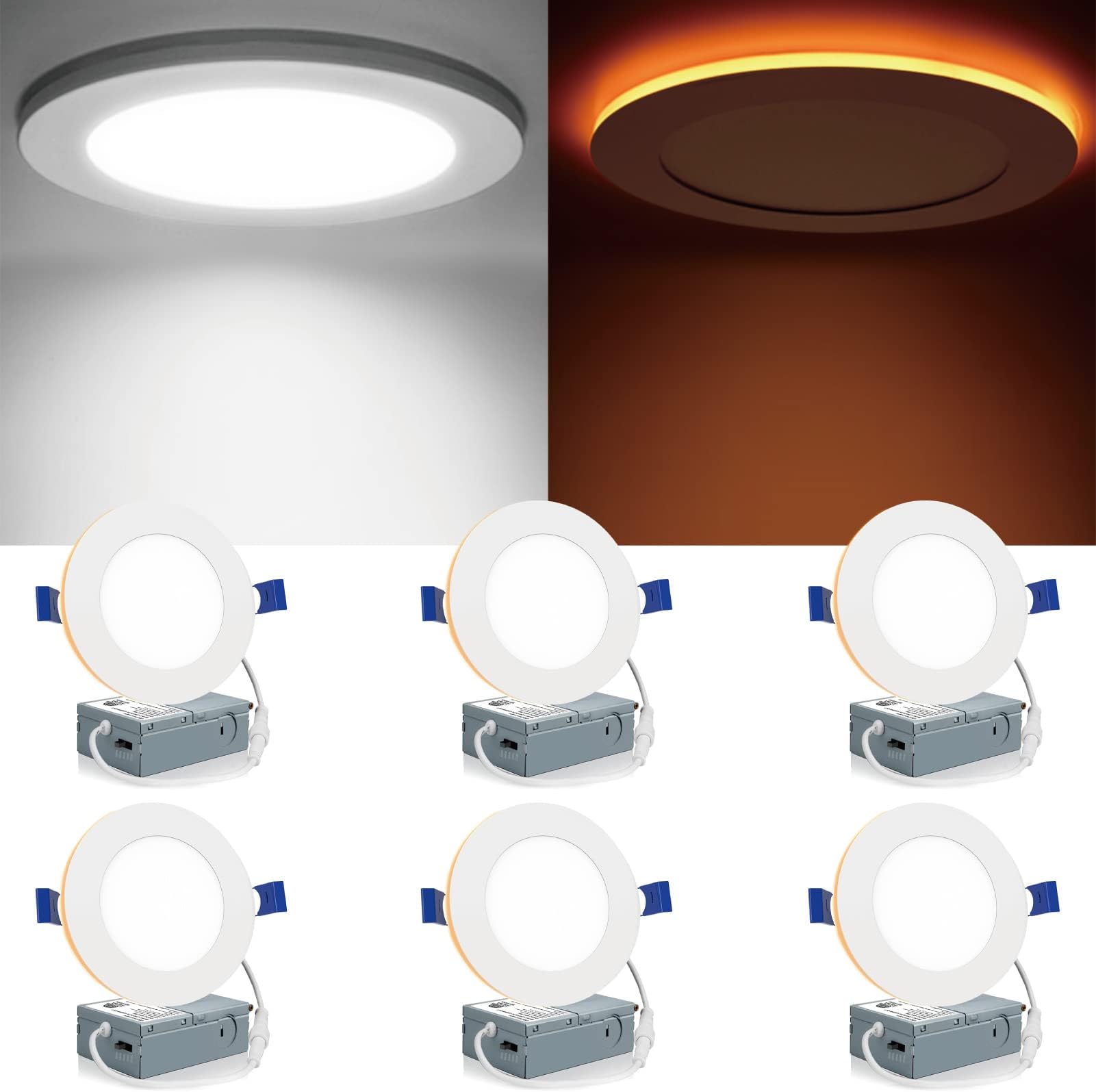 CLOUDY BAY [12 Pack] 4 Inch 5CCT LED Recessed Ceiling Light with Night ...