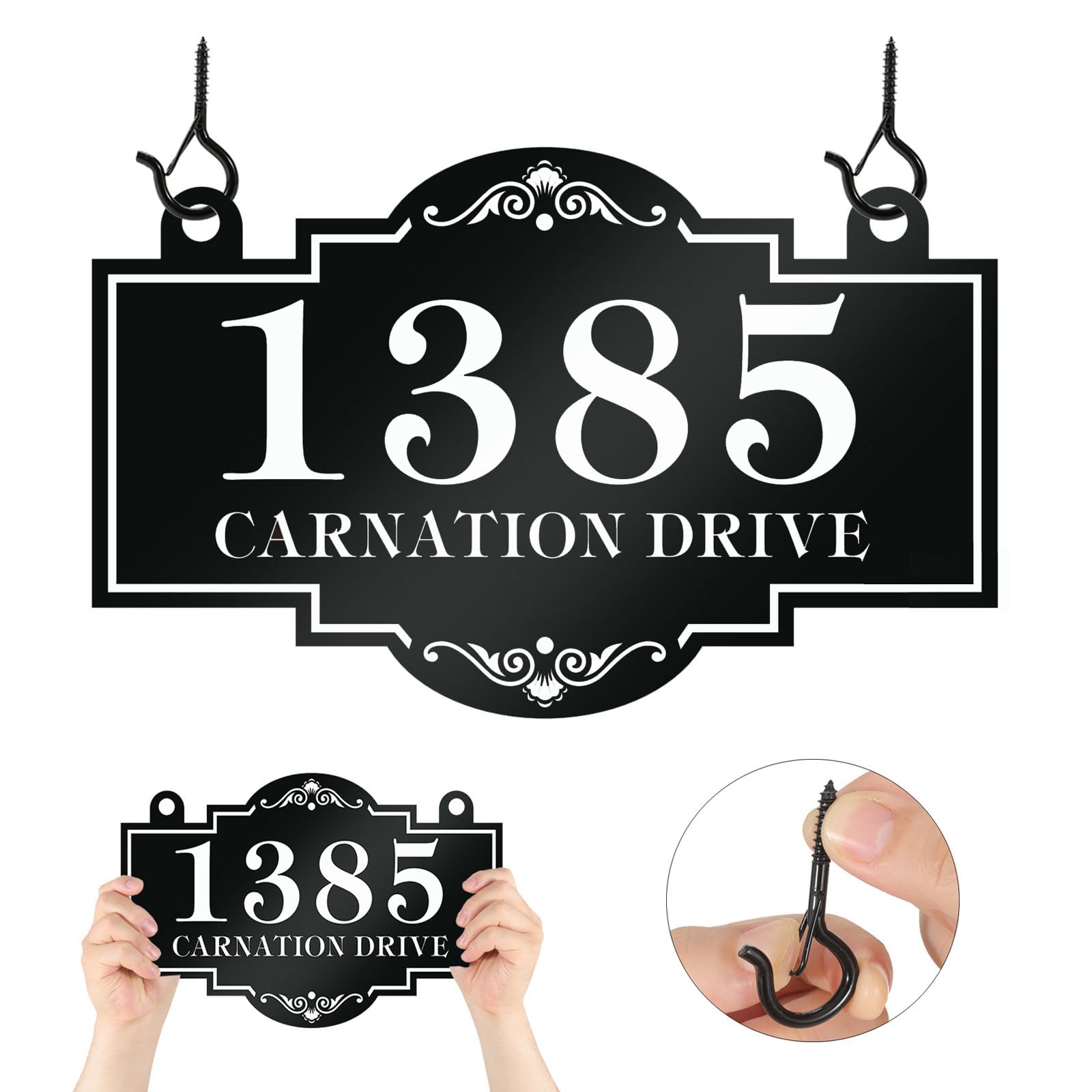 Amazon.com: Hanging Address Plaque Sign - Mailbox House Number Plaque ...