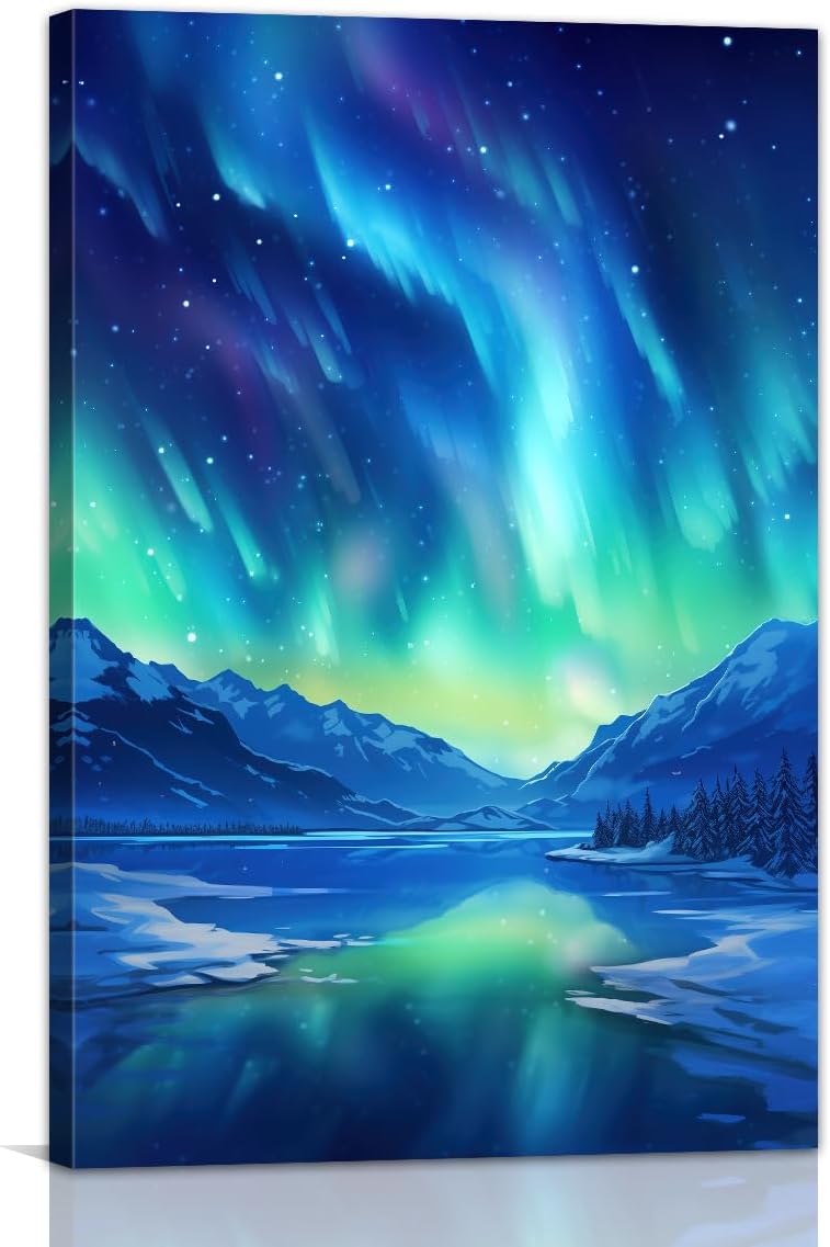 Amazon.com: Northern Lights Wall Art Aurora Borealis Canvas Prints ...