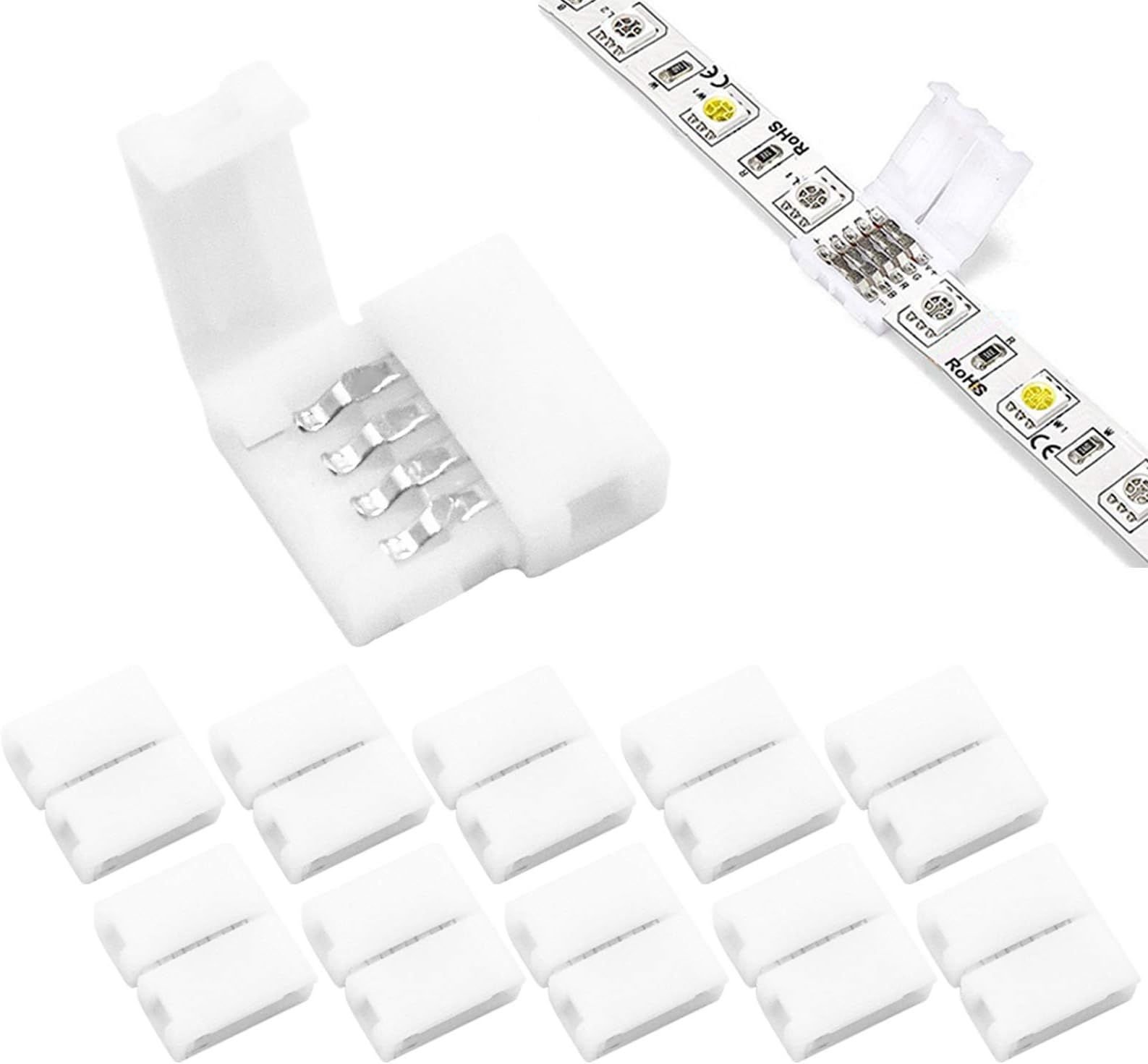 LitaElek 10pcs 4 Pin LED Connector RGB LED Strip Connector for 8mm Wide ...