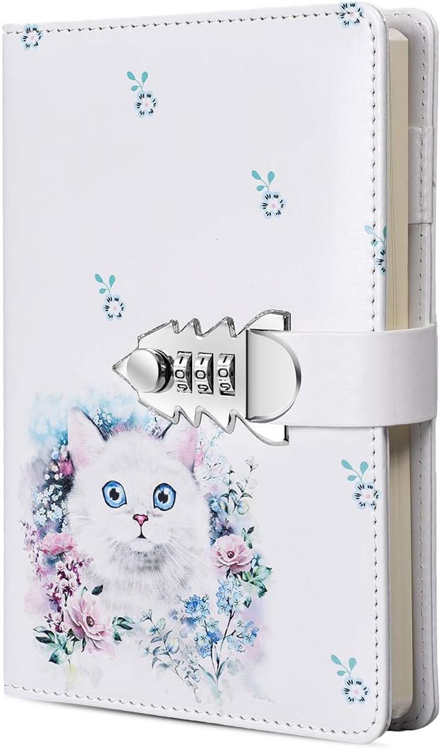 Amazon.com : A5 PU Leather Journal with Lock, Diary with Combination Lock Password Notebook ...