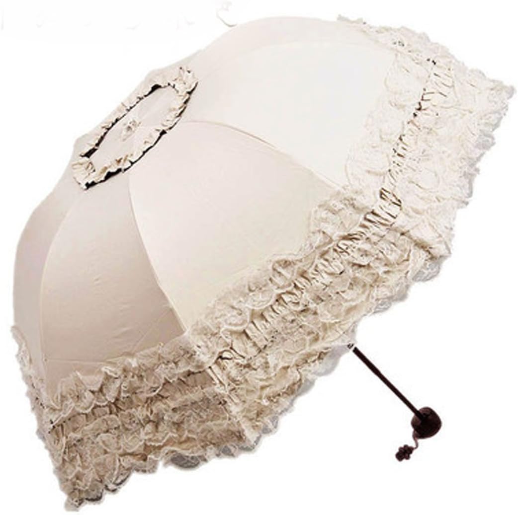 Amazon.com: Telescopic Compact Lace Princess Parasol Ladies Folding ...