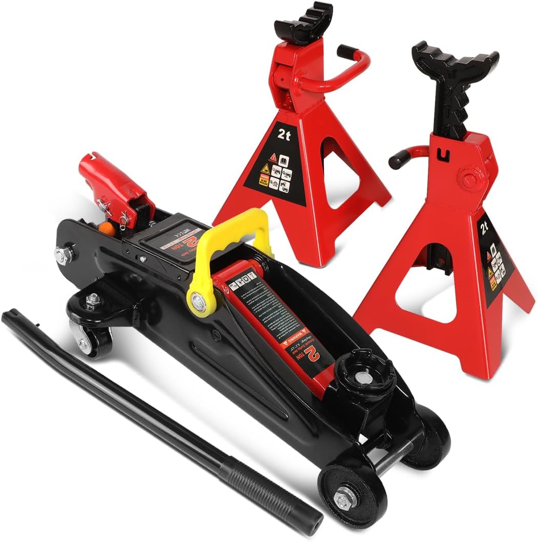 Amazon.com: M-AUTO Hydraulic Trolley Floor Jack Combo with 2 Jack ...