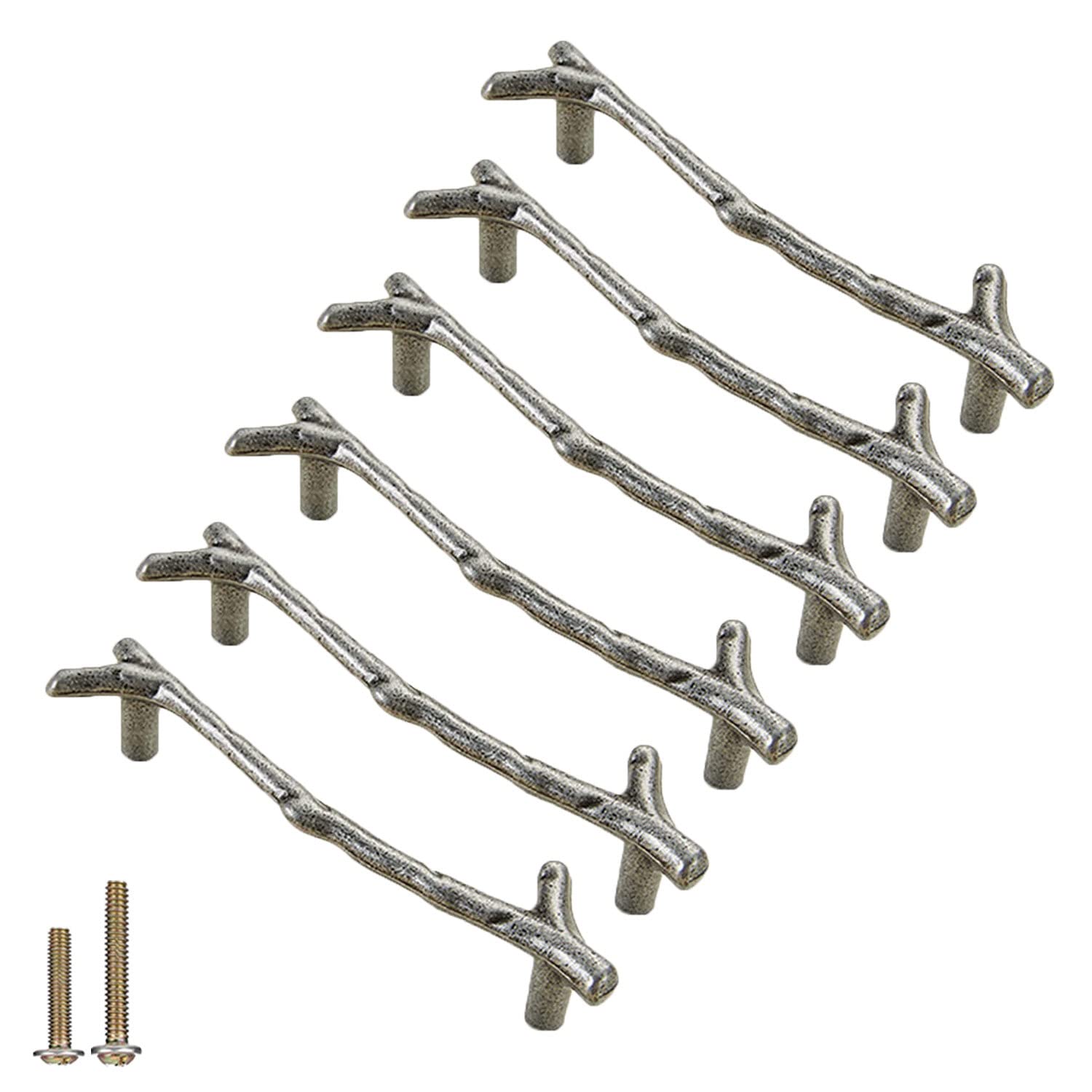 Sinyiol Branch Knob 6pcs Bronze Vintage Tree Twig Cabinet Knobs Pull ...