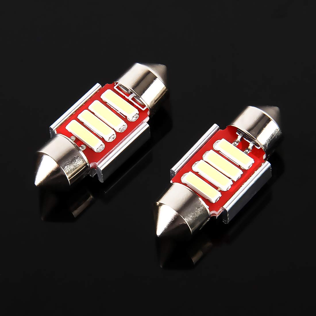 QGT Car Dome Lights 2 PCS 2W 100 LM 6000K 31MM 4 SMD-7020 LEDs Bicuspid ...