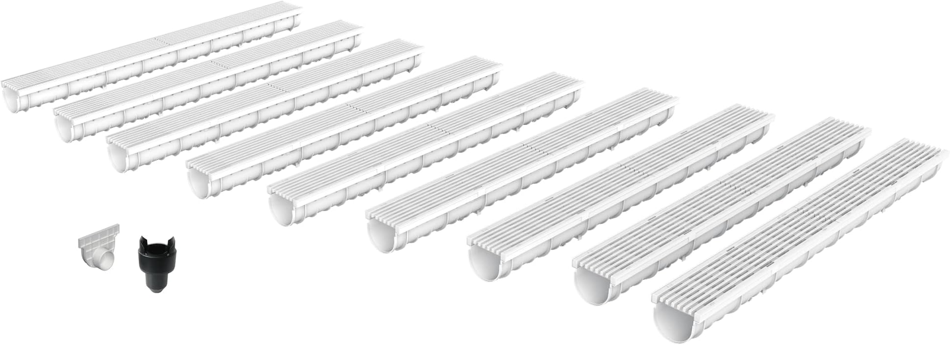 MEA Pack de 9 : Caniveau extérieur avec Grille en Plastique recyclé ...