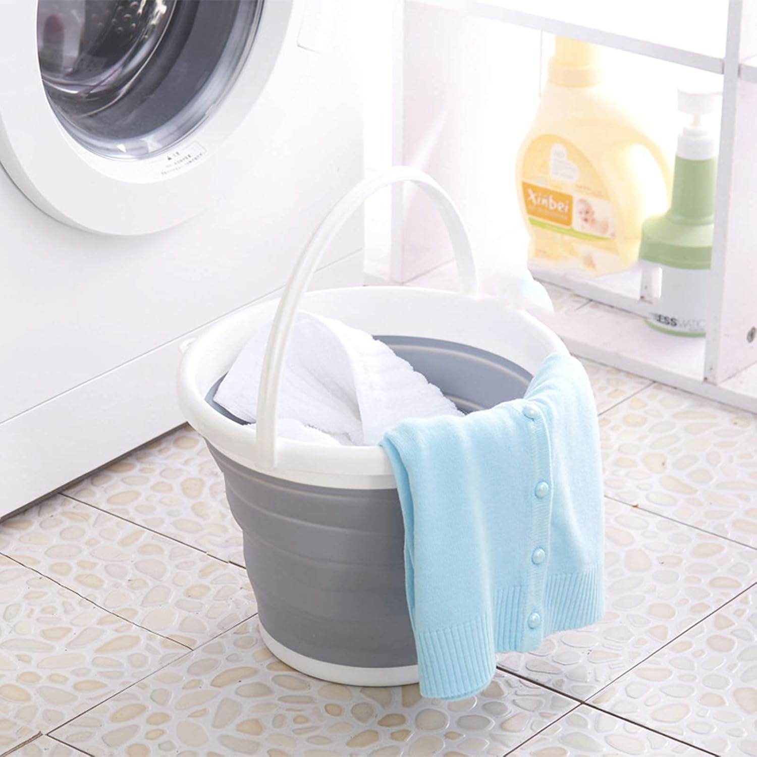 Folding Bucket , NAUDILIFE 10L plastic bucket with handle, foldable ...