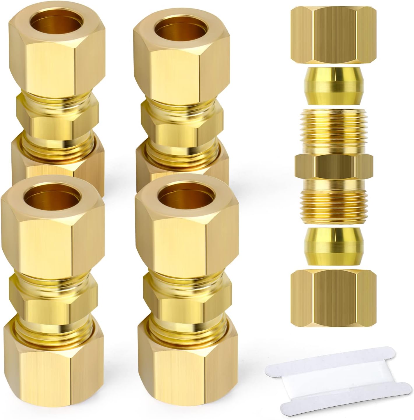 ERGAOBOY 5Pcs Brass Compression Tube Fitting, 8MM OD X 8MM OD Female ...