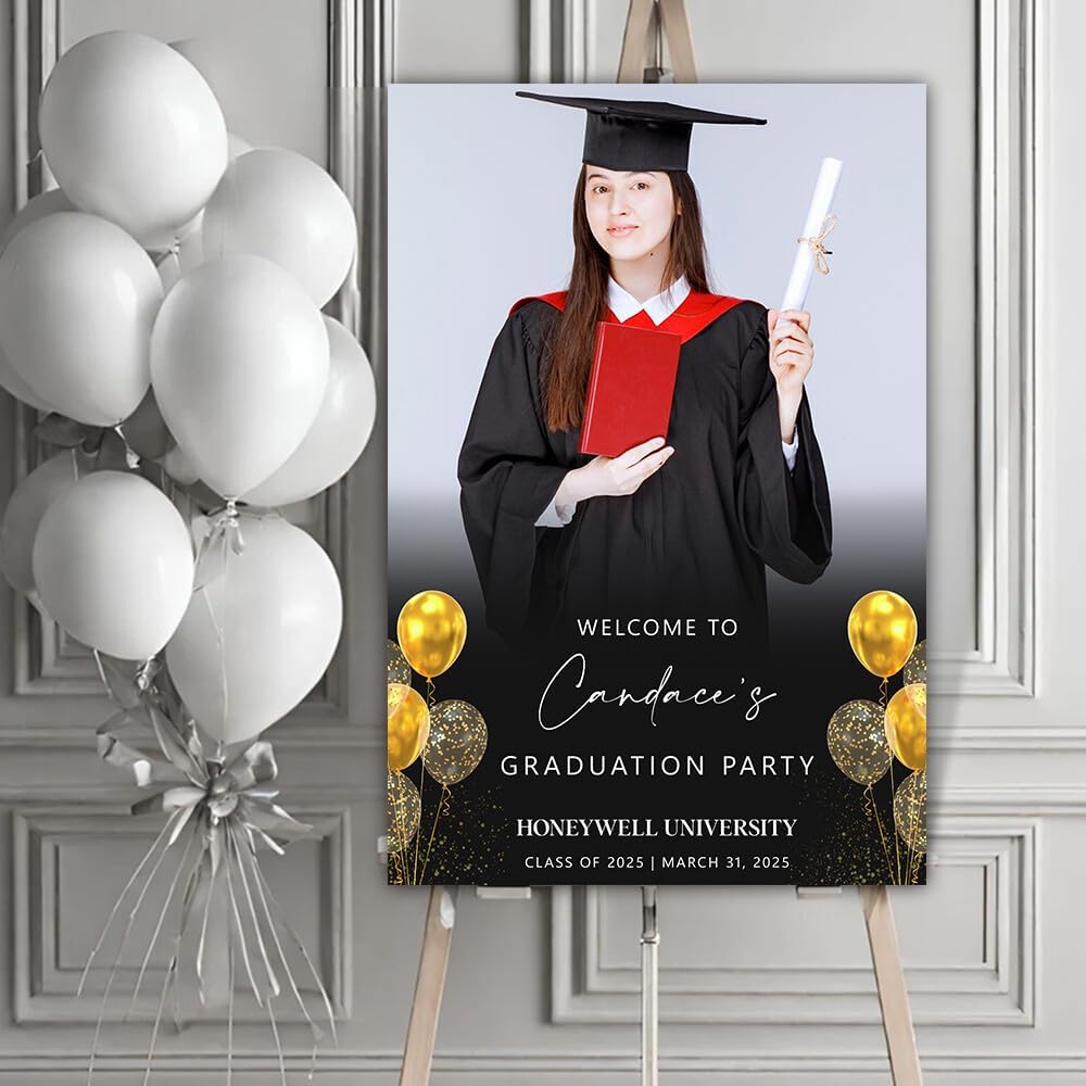 Amazon.com : Personalized Graduation Party Welcome Sign, Custom Photo ...
