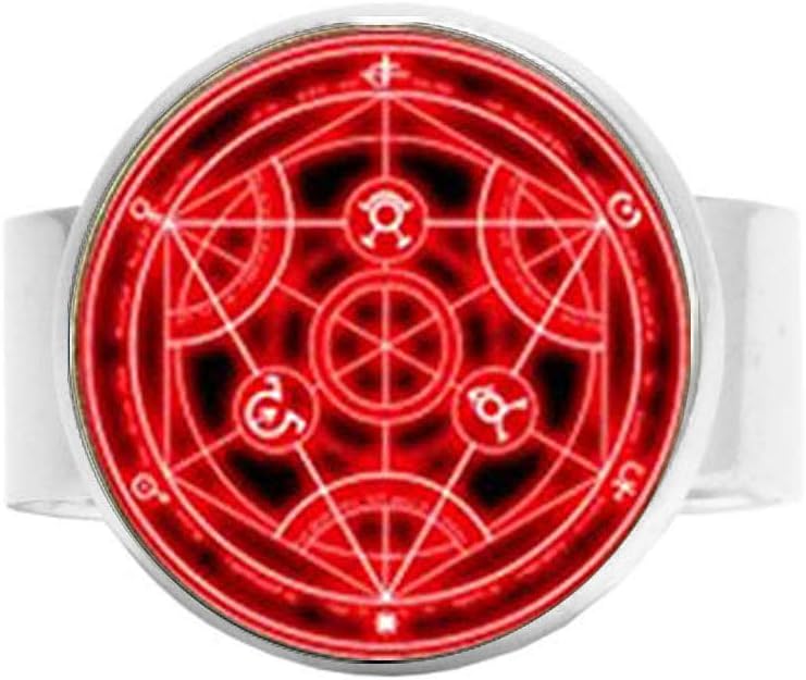 Amazon.com: Full Metal Alchemist Red Transmutation Circle Ring, Glass ...