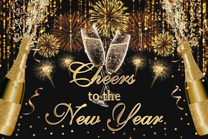 Amazon.com : Leowefowa Cheers to The New Year Backdrop 10x8ft Sparkling ...