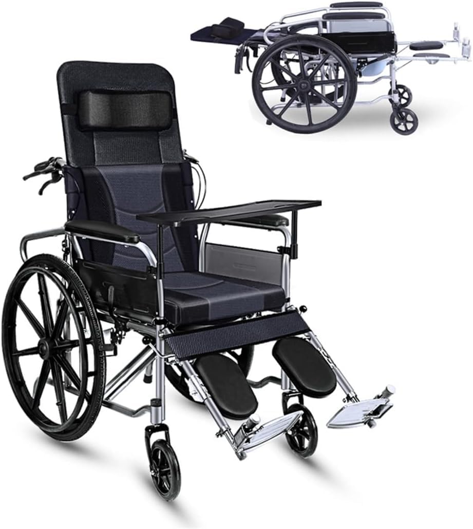 Amazon.com: NOLLAM Wheelchair Folding Reclining Wheelchair Commode ...