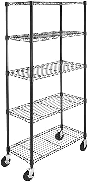 Amazon Basics 5-Shelf Storage Unit on 4-inch Casters with Height ...