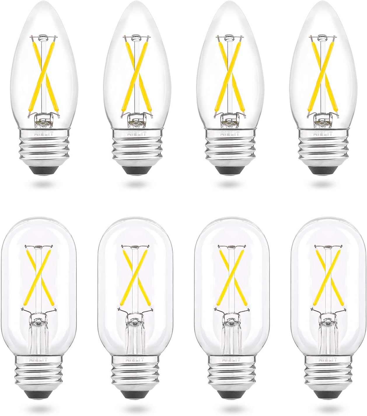 AIELIT 4-Pack 2W T14/T45 E26 LED Bulb/B11 E26 LED Light Bulb Bundle ...