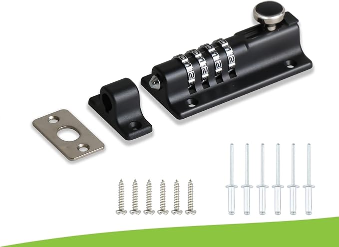 KEZZON 4-Digit Combination Sliding Bolt Lock Heavy Duty Zinc Alloy Bolt ...