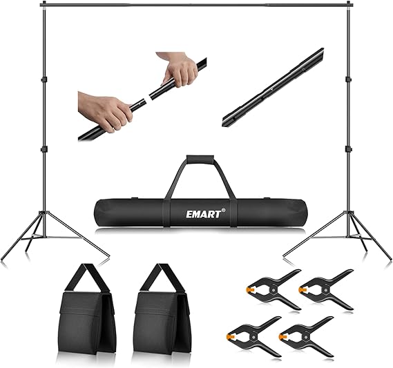 Emart Photo Backdrop Stand Kit, 7x10 ft Adjustable Photography ...
