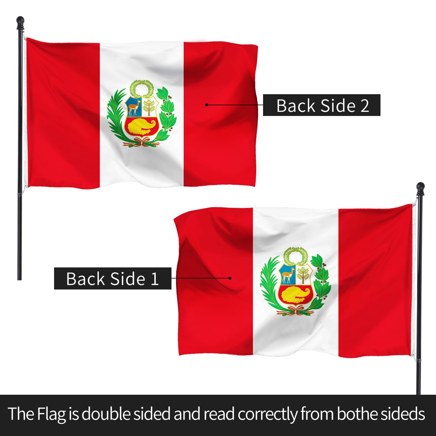 Snapklik.com : Double Sided Peru Peruvian Flag 3x5ft Heavy Duty Deluxe ...