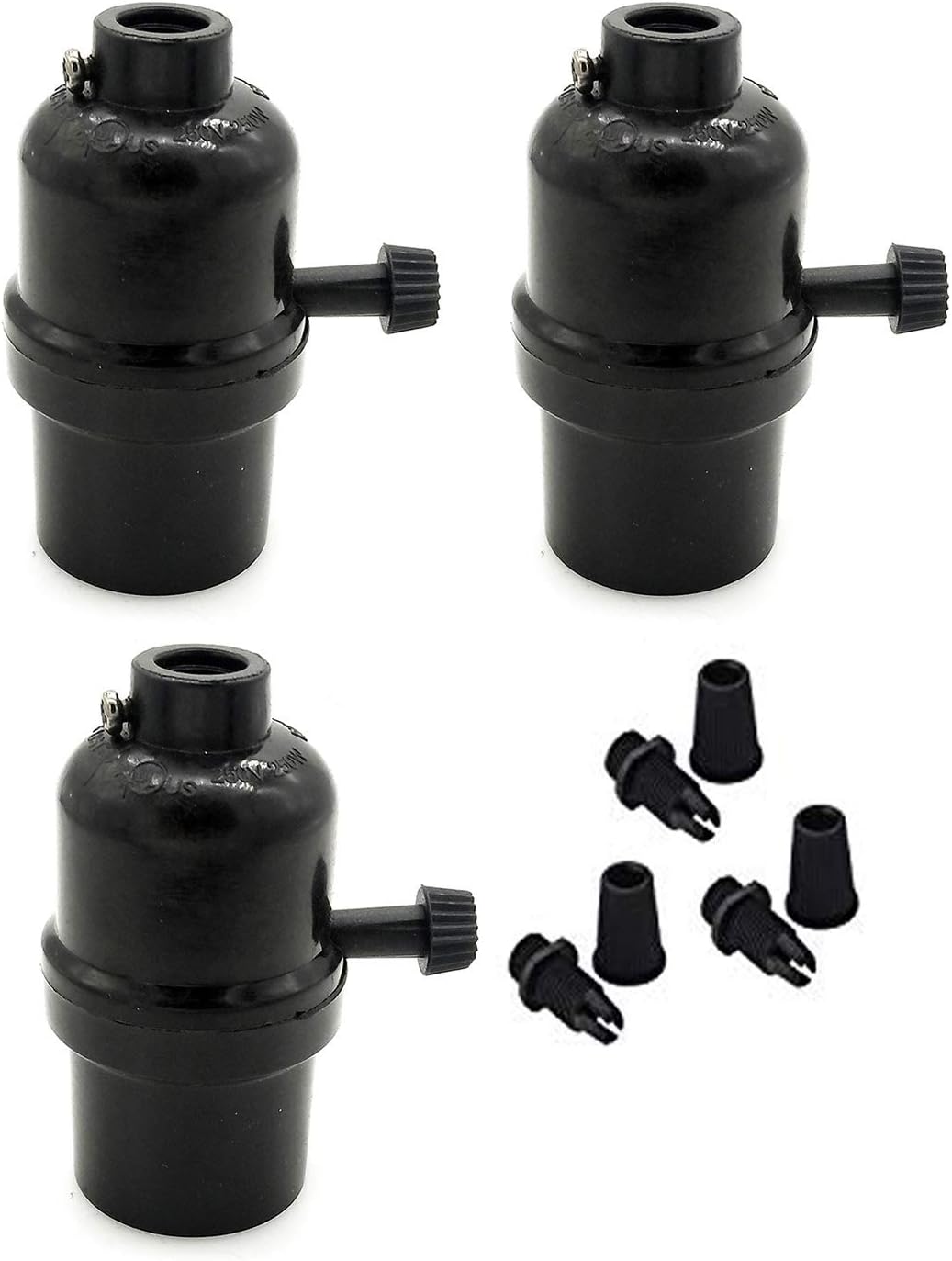 Phenolic Medium Base Light Socket with Push Switch, 3 Pack E26 Medium ...