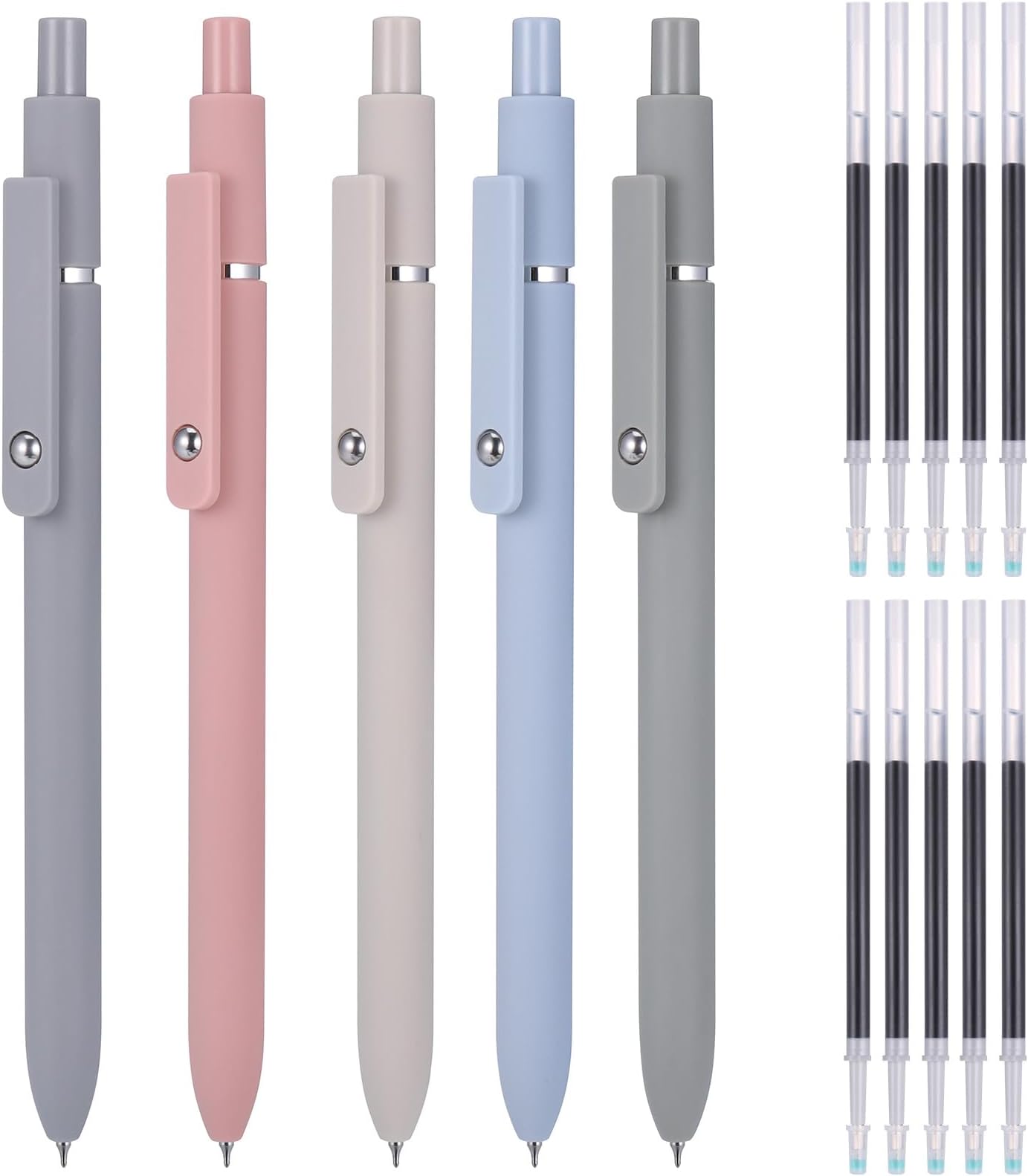 5 x Gel Pens, Quick Drying Ink, 0.5 mm Retractable Gel Ink Pens, Cute ...