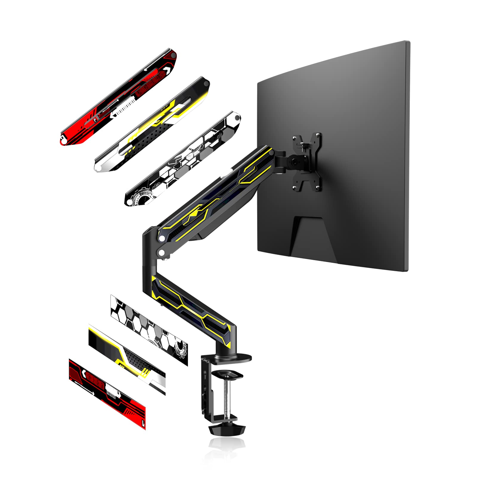 Buy Single Monitor Arm, Monitor Arm Spring for 17-27inch Curved Screens ...