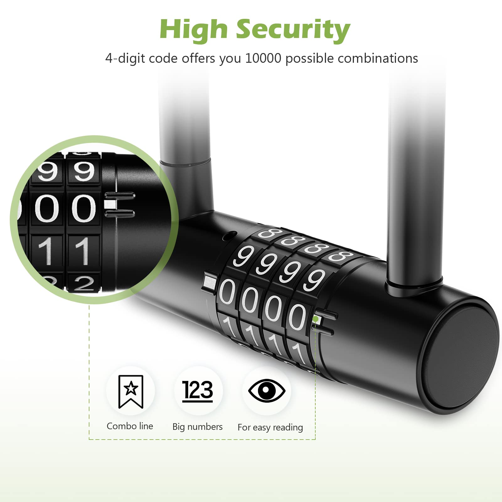 Snapklik.com : KeeKit 4 Digit Combination U-Padlock, 6.1 Inch Long ...