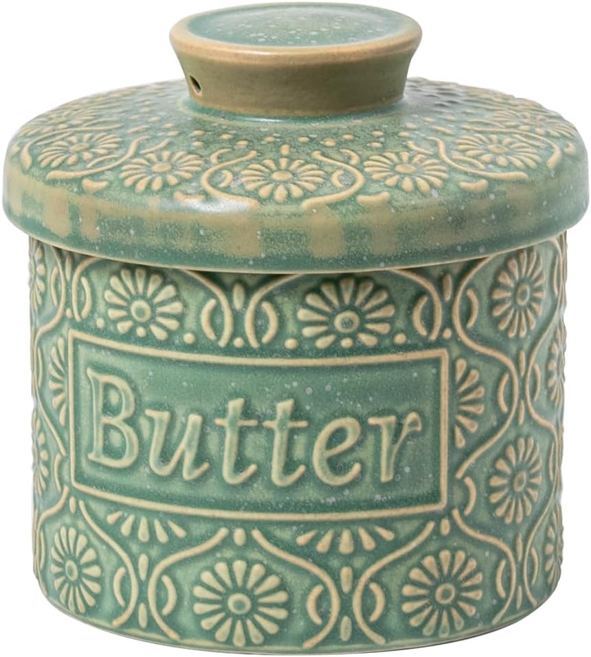 Amazon.com | Small French Butter Crock for Counter with Water, Butter ...