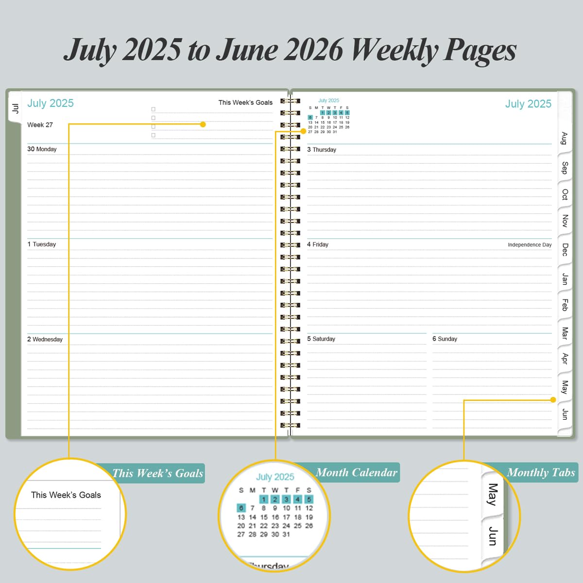 Snapklik.com : 2025-2026 Planner - 8.5" X 11" Weekly Monthly Planner ...