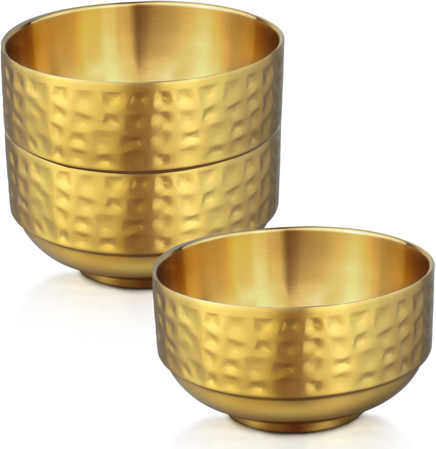 Amazon.com | 3 Pcs 4.5 In Gold 304 Stainless Steel Bowls, 13Oz Double ...
