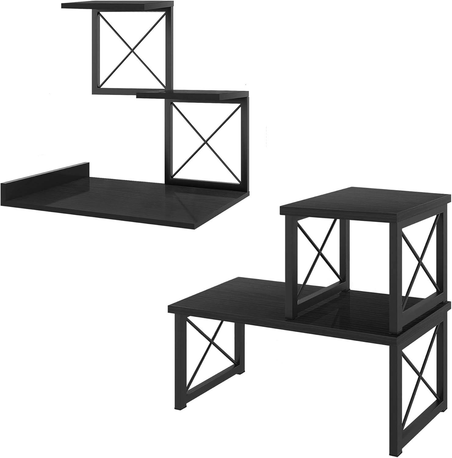 Amazon.com: ELITEROO Wood Desktop Shelf, 3 Tier Desk Shelves + 2 Tier ...