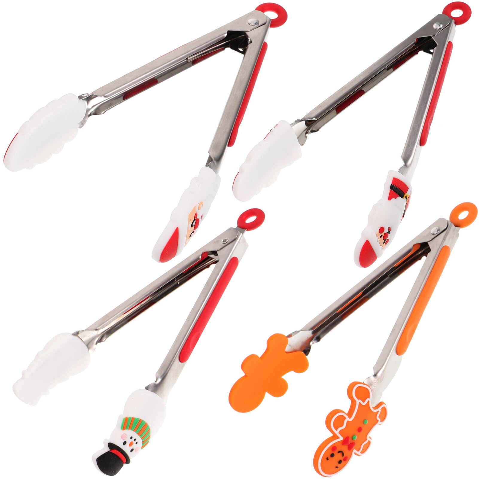 Amazon.com: Christmas Silicone Mini Tongs, Set of 4 8 Inch Christmas ...