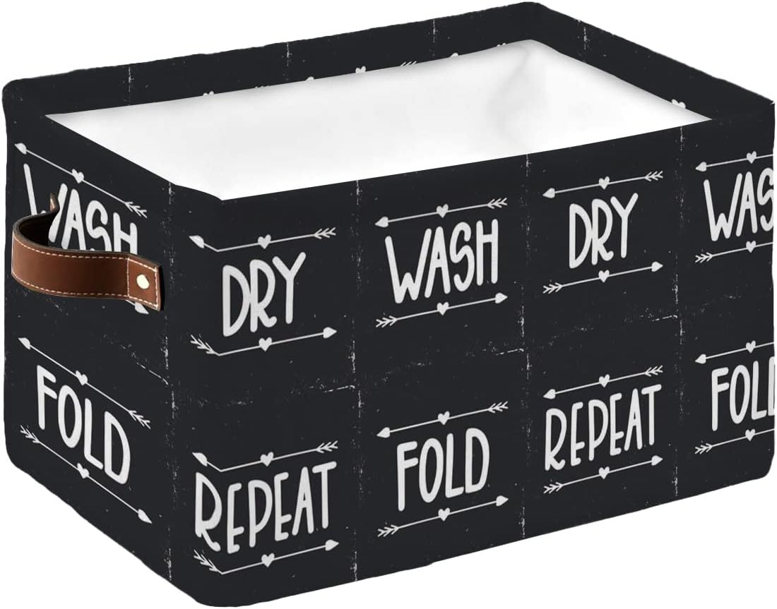 Amazon.com: Storage Basket Laundry Room Text Wash Dry Fold Repeat Arrow ...