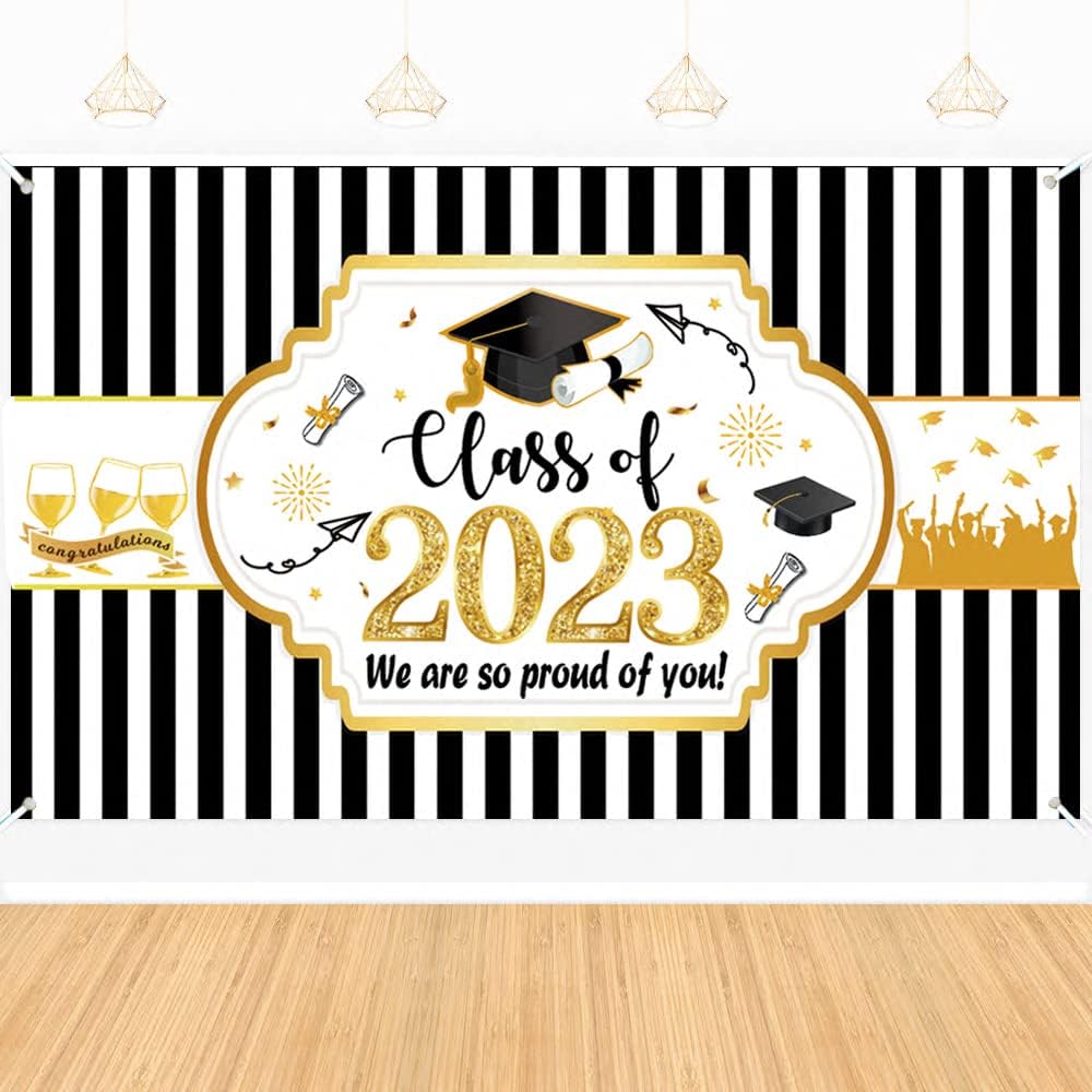 Amazon.com : 71 * 43inch Graduation Backdrop for Class of 2023, Black ...
