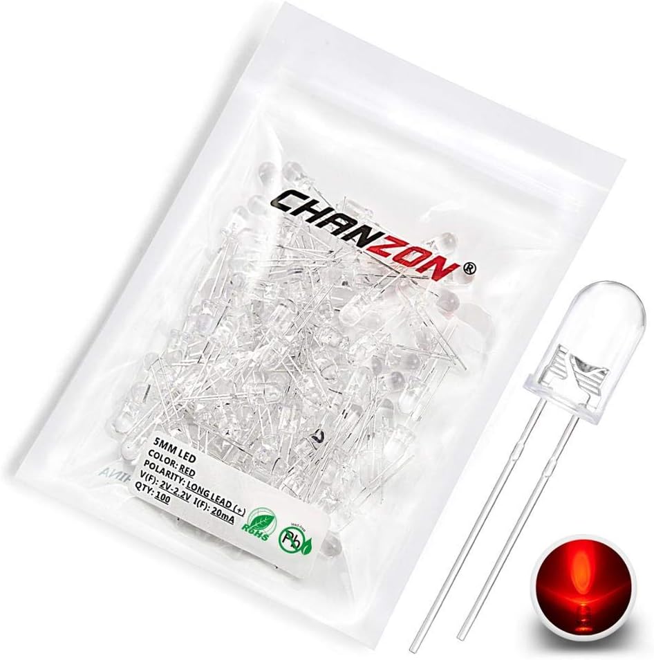 Amazon.com: Chanzon 50 pcs 10mm Red Diffused LED Diode Lights (Colored ...