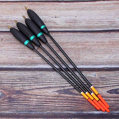 Keenso 4pcs Fishing Floats, Balsa Wood Vertical Floater Copper Head ...