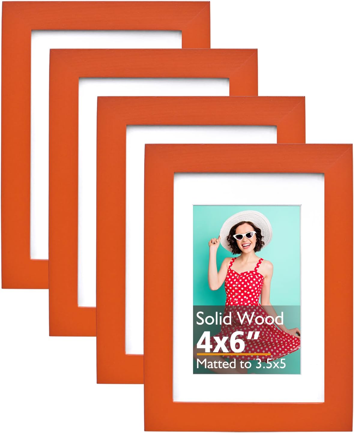Amazon.com - KINLINK 4x6 Frame Orange, Solid Wood 4 x 6 Picture Frame ...