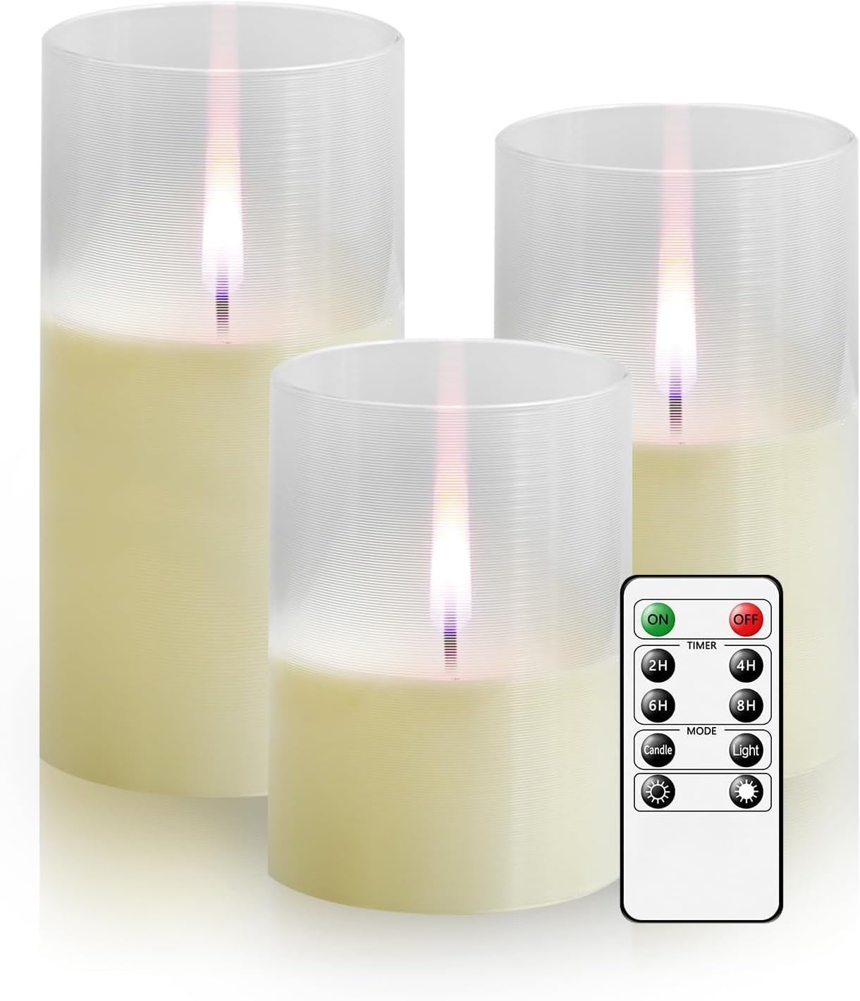 Amazon.com: Pandaing Set of 2 Ivory Flameless Candles Battery Operated ...