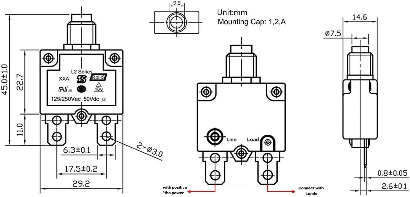 Snapklik.com : T Tocas 125-250V AC 50V DC Push Button Circuit Breakers ...