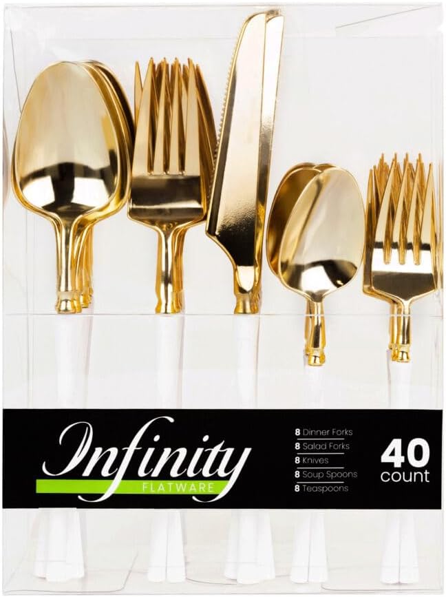 Amazon.com: Party Bargains Disposable Plastic Flatware Utensil Set, 40 ...