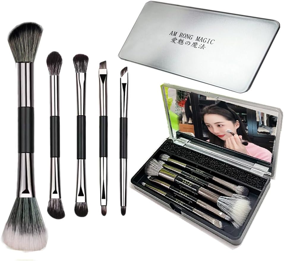 Amazon.com: Anactoro Travel Makeup Brushes Set, 5pcs Mini Brushes Kit ...